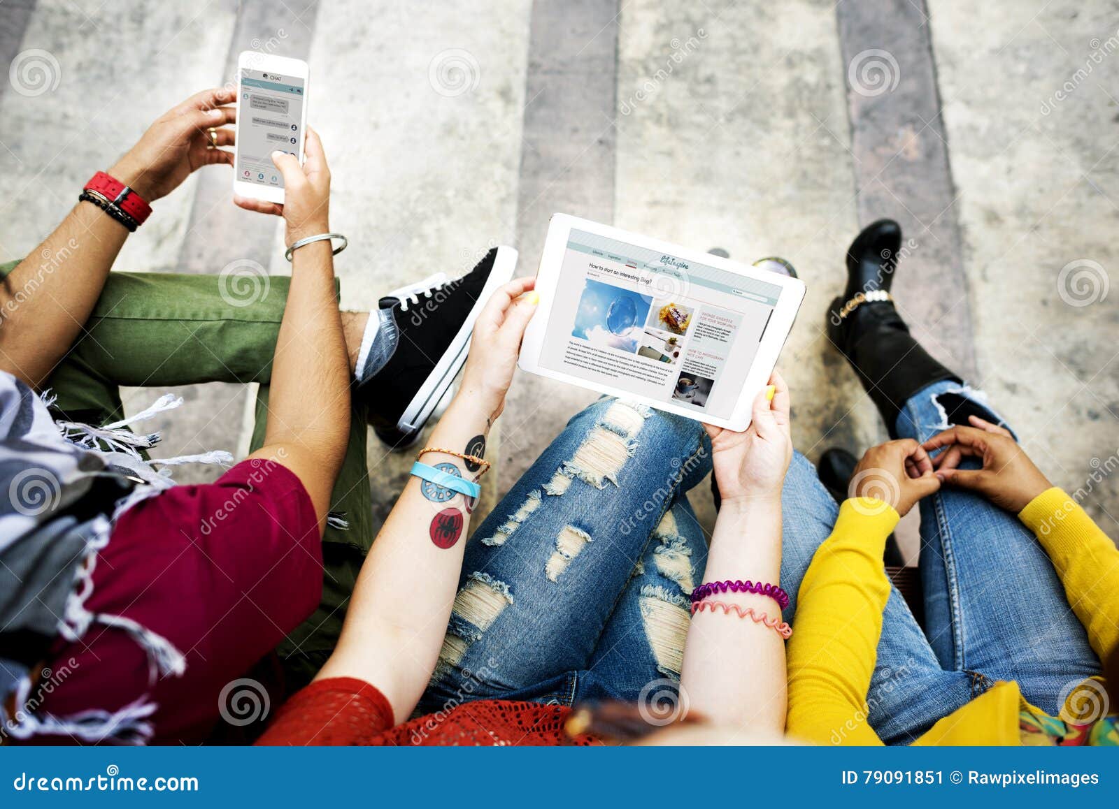 College Students Using Digital Devices Concept Stock Image - Image of ...