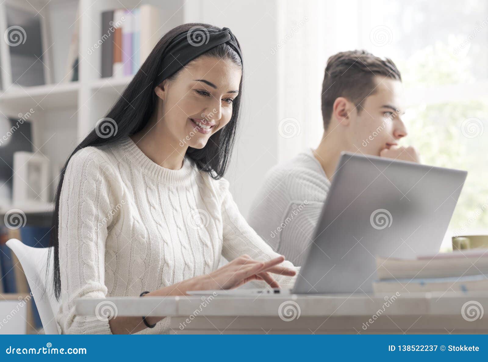 College Students Working on a Project Together Stock Image - Image of ...
