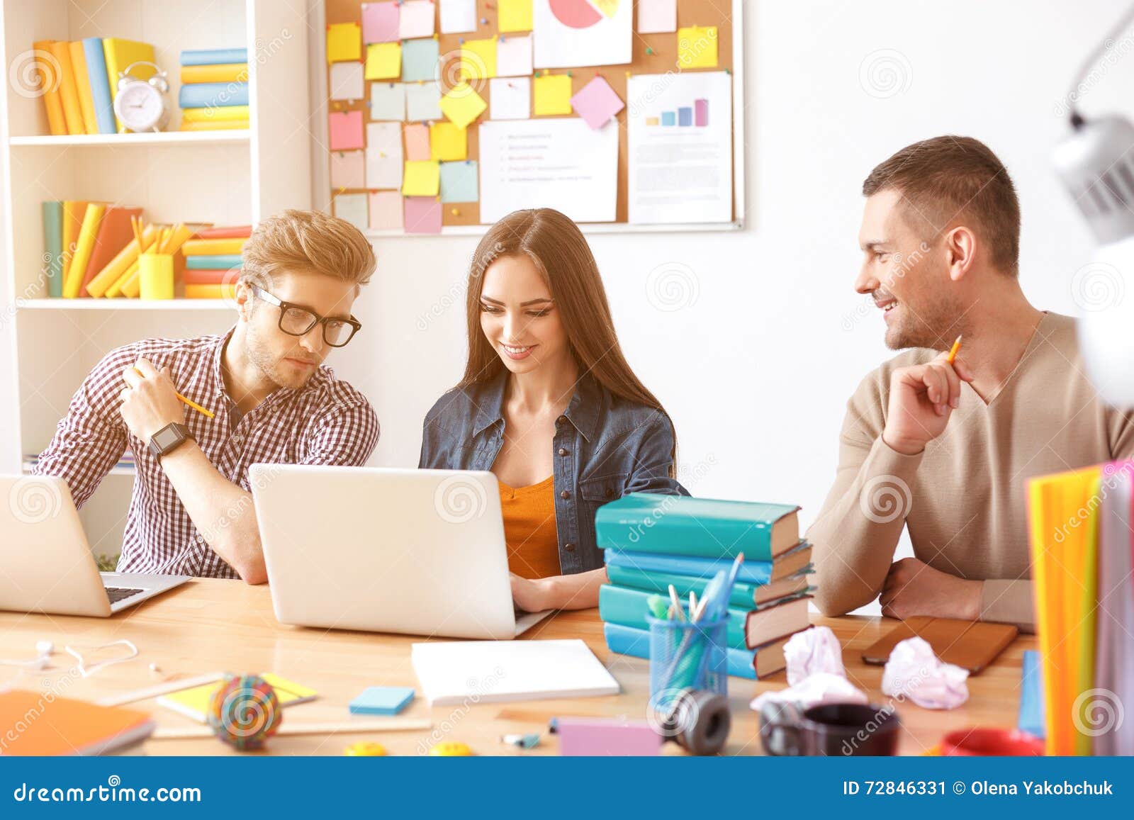 College Students Working Together Stock Image - Image of email, college ...