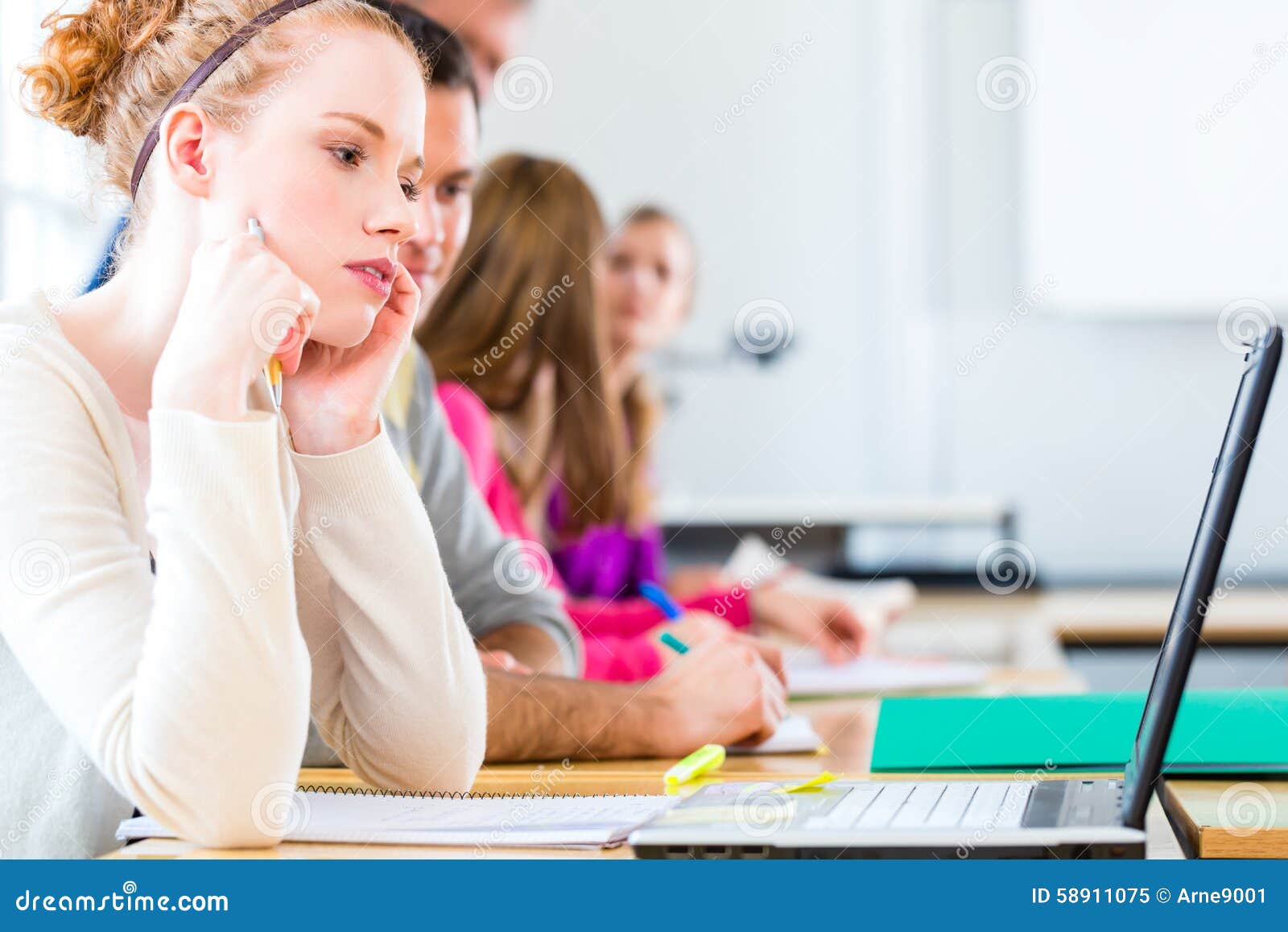 College Students Writing Test Stock Image - Image of school, stress ...
