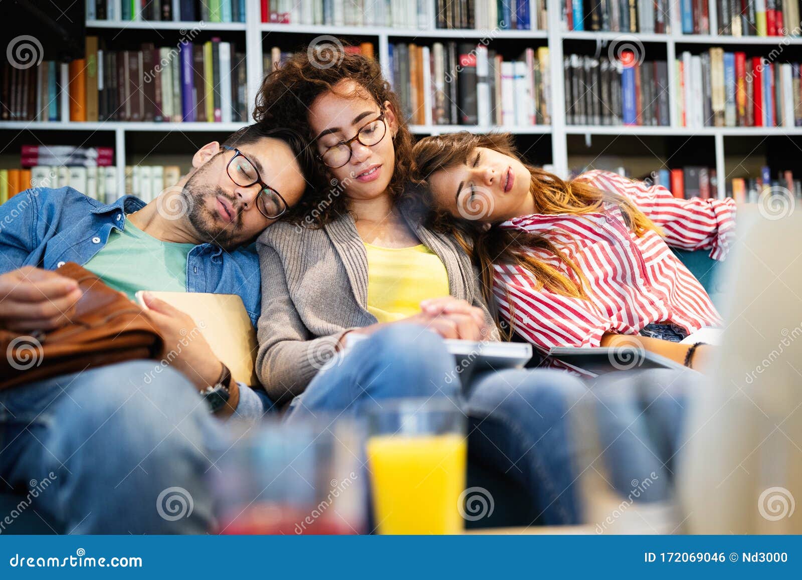 College, Study, University and Education Concept. Group of Tired ...