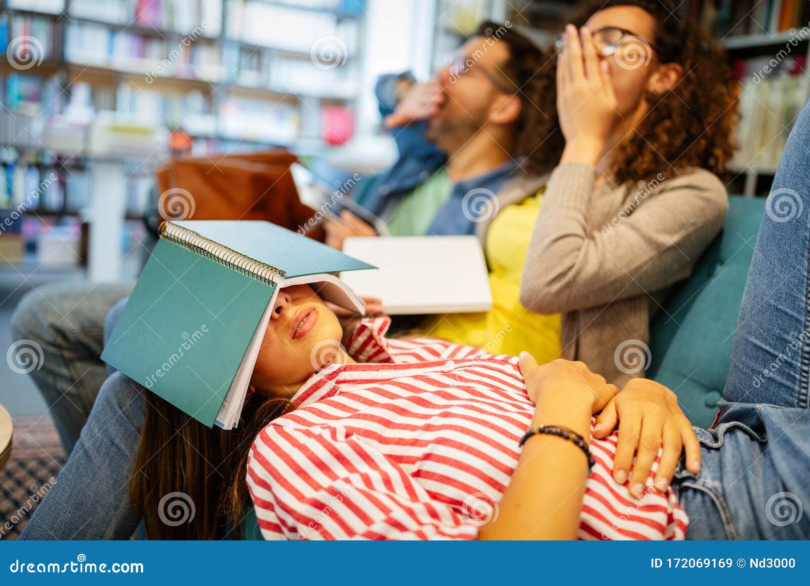 College, Study, University and Education Concept. Group of Tired ...