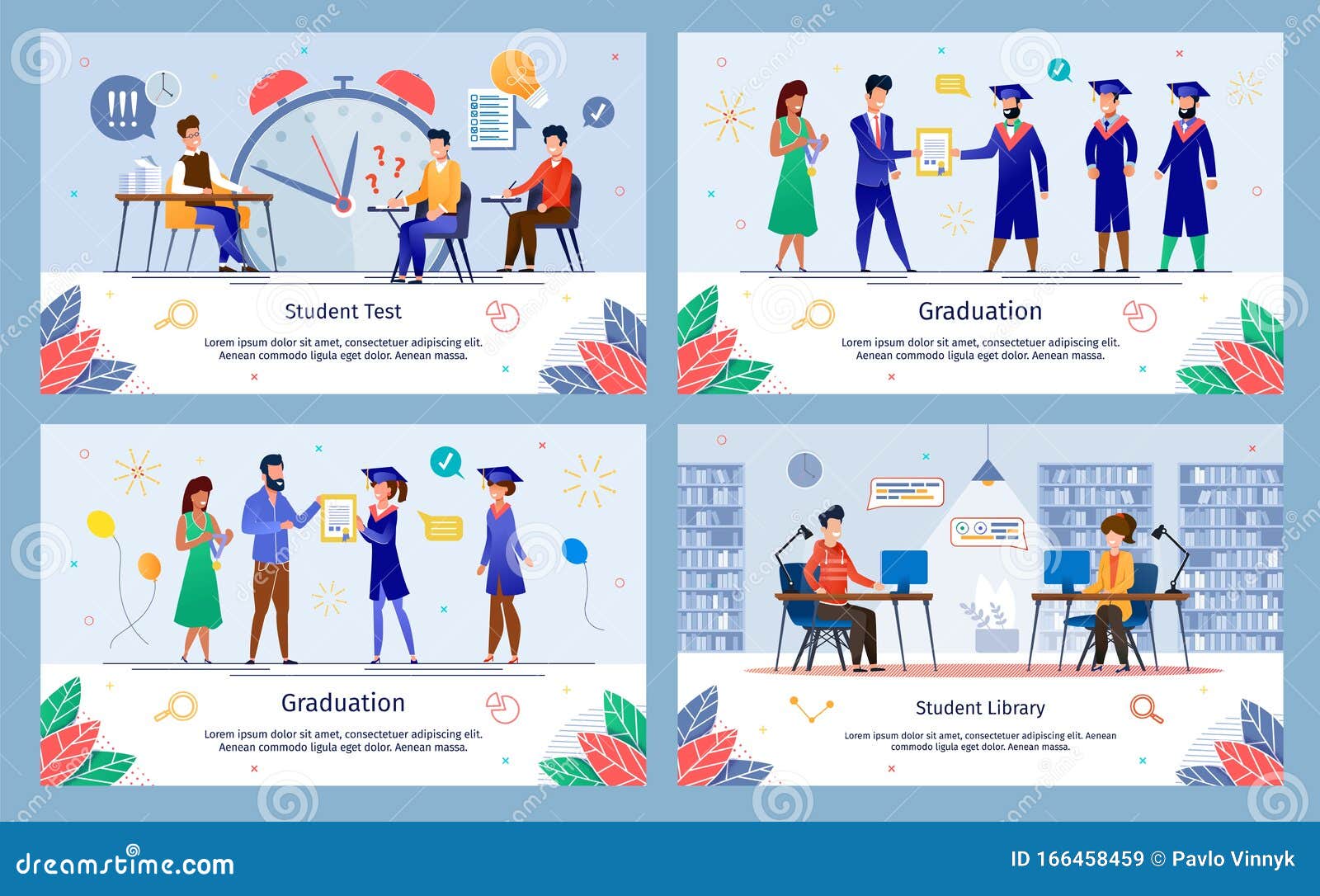 College Successful Education Flat Vector Banners Stock Vector ...