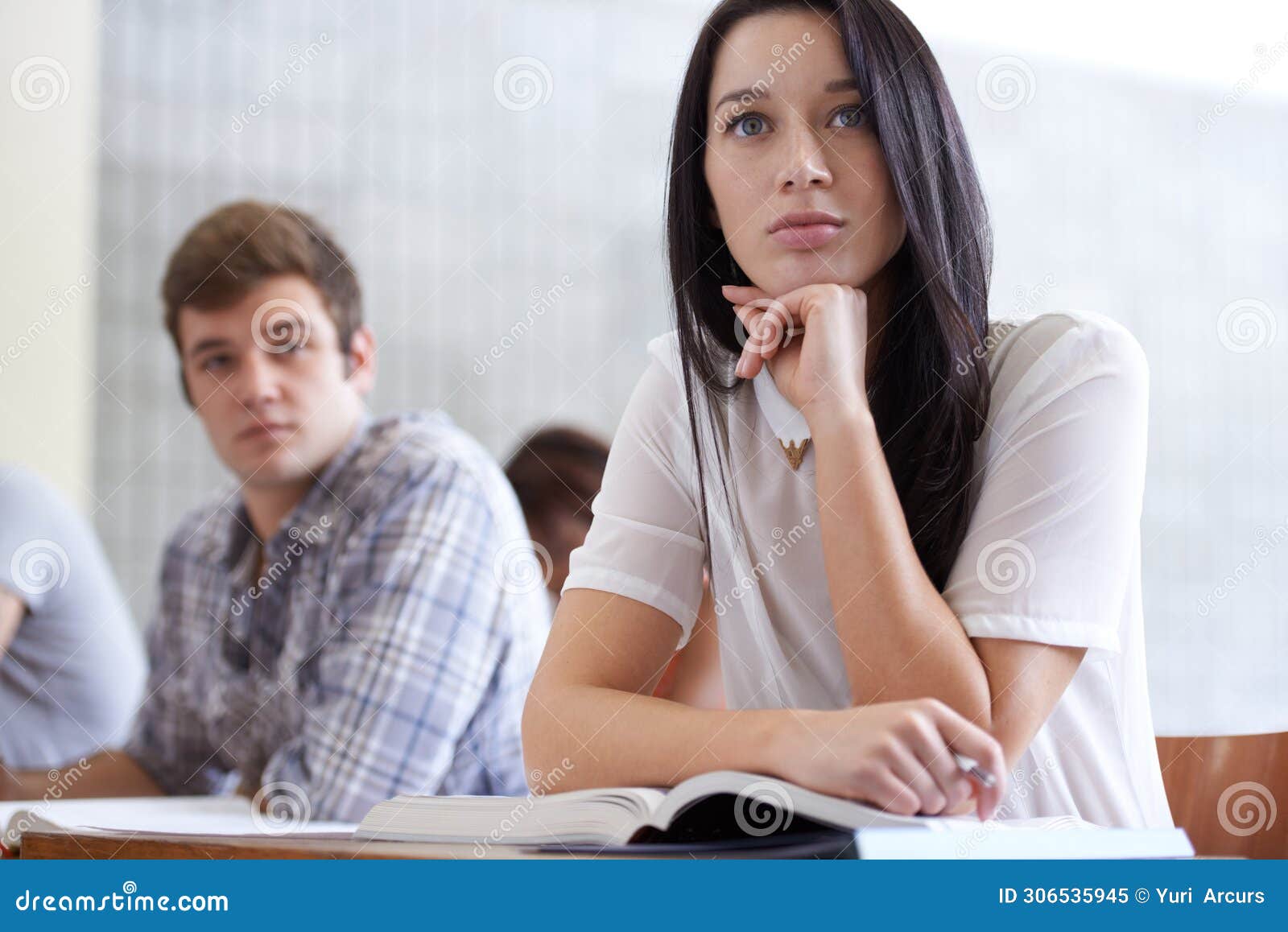 College, Thinking and Woman in Class with Lecture for Development in ...
