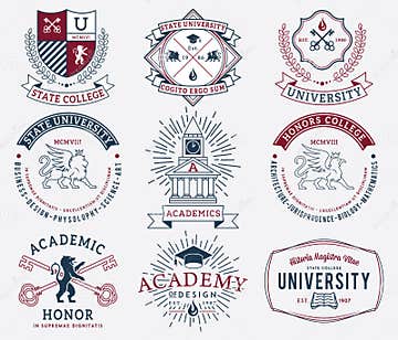 College and University Badges 2 Colored Stock Illustration ...
