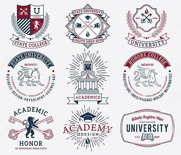 College and University Badges 2 Colored Stock Illustration ...