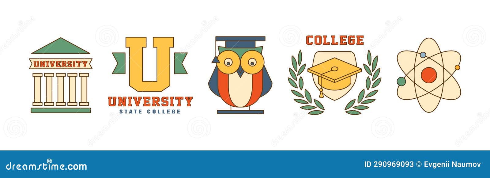 College and University Emblem and Badge Vector Set Stock Vector ...