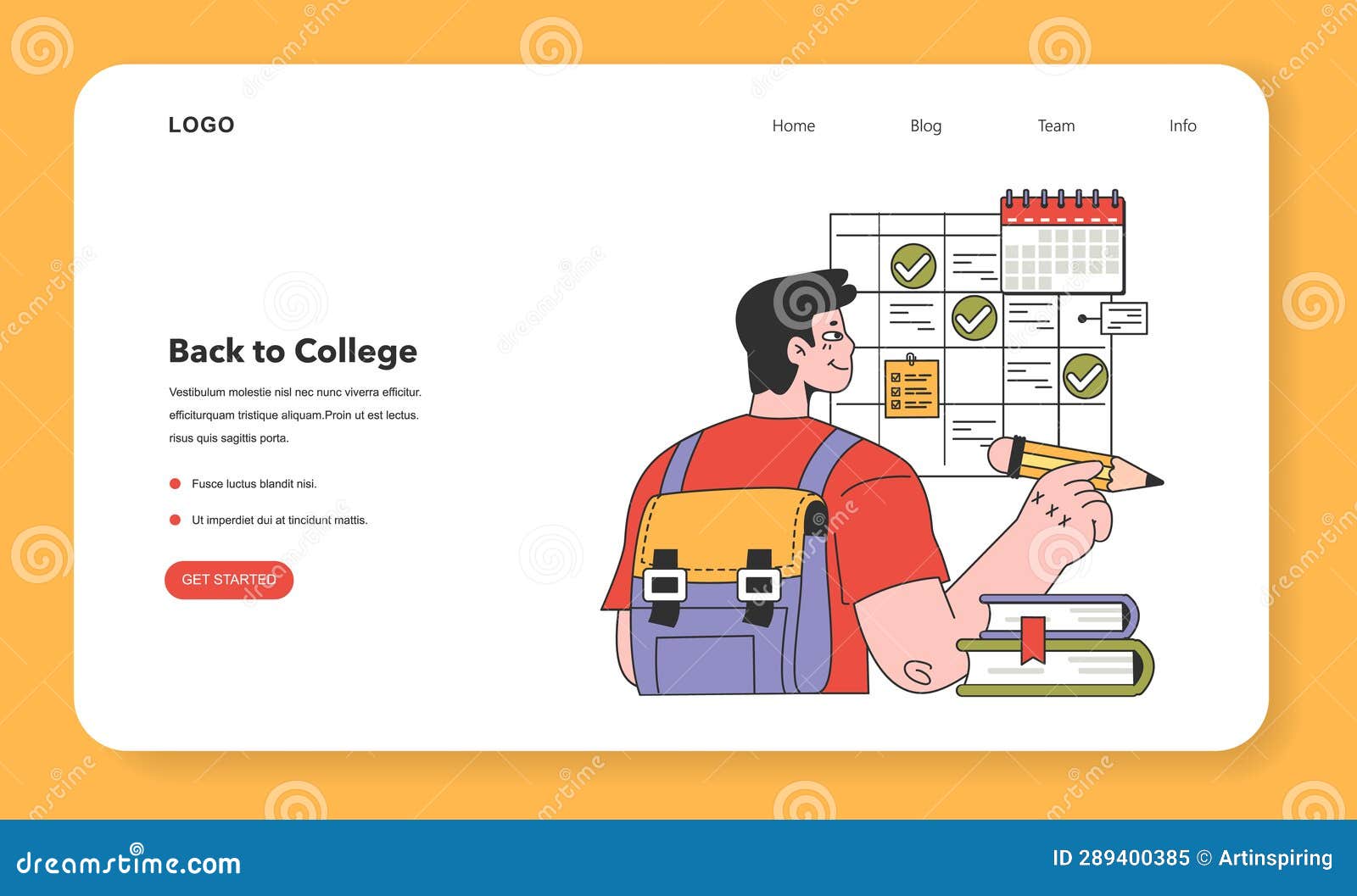 College or University Student Web Banner or Landing Page. Character ...