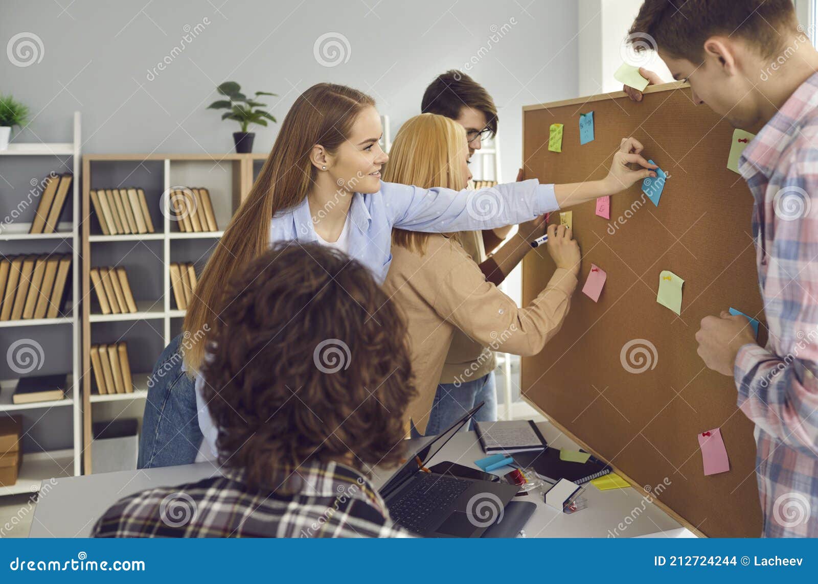 School, College or University Students Brainstorming while Working on ...
