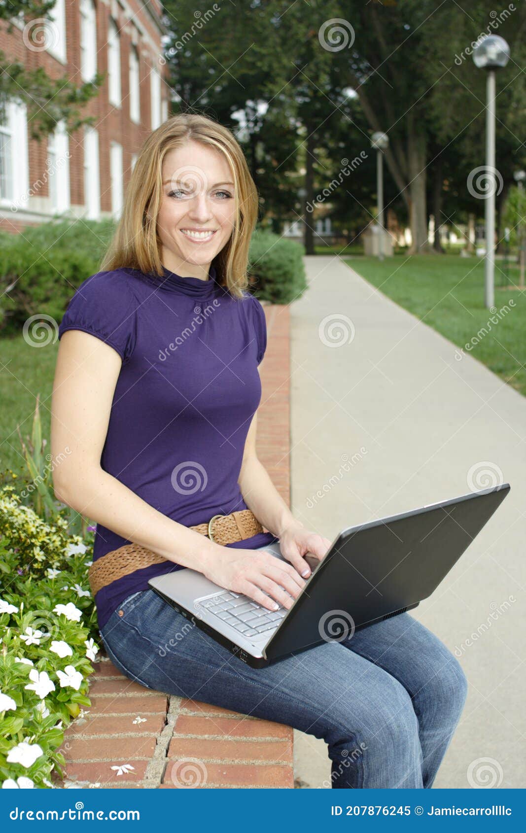 Beautiful Woman College Student with Long Hair Stock Image - Image of ...