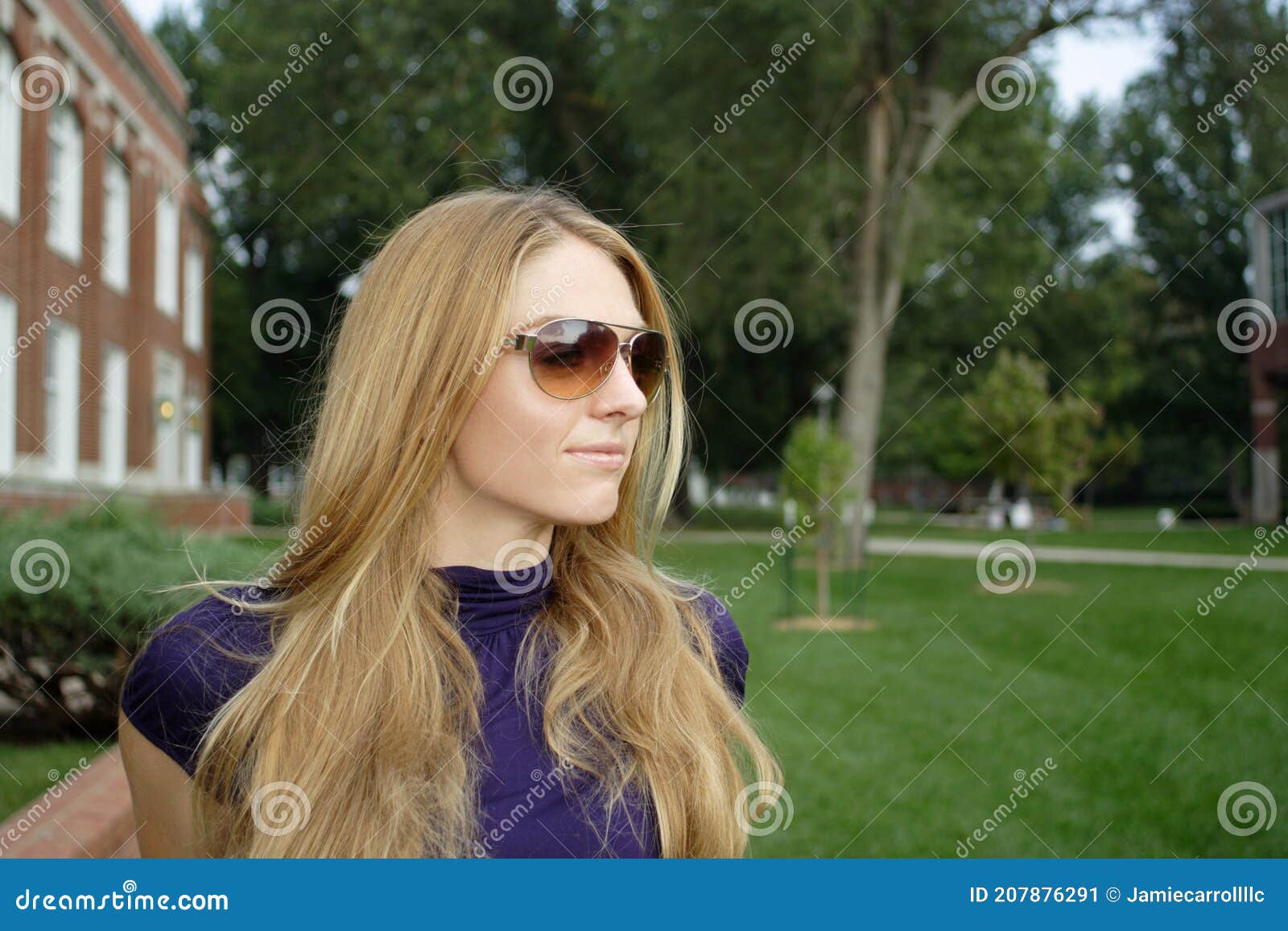 Beautiful Woman College Student with Long Hair Stock Image - Image of ...