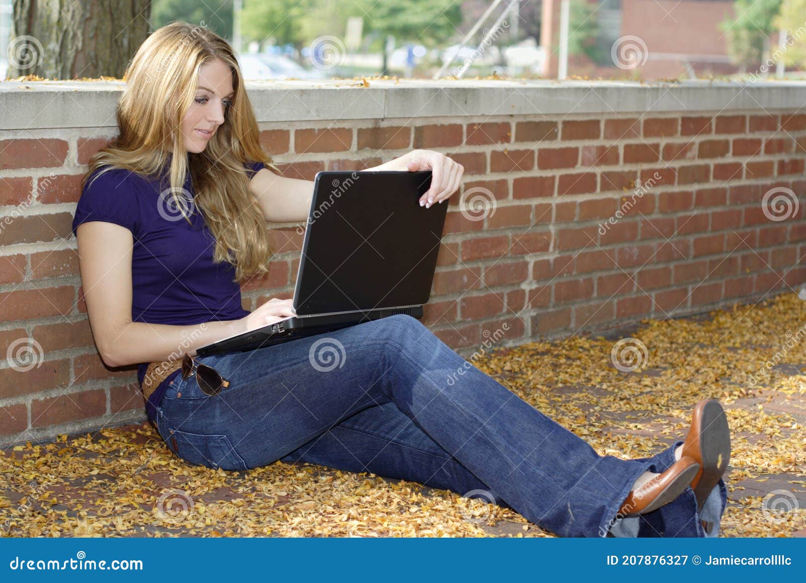 Beautiful Woman College Student with Long Hair Stock Image - Image of ...