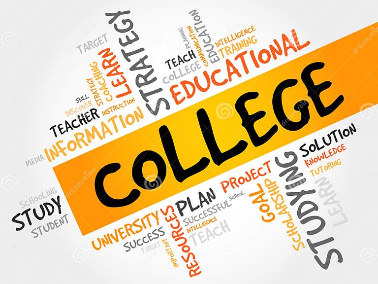 COLLEGE word cloud stock illustration. Illustration of success - 200290536