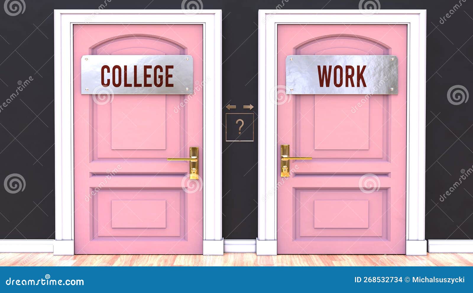 College or Work - Making a Choice Stock Illustration - Illustration of ...