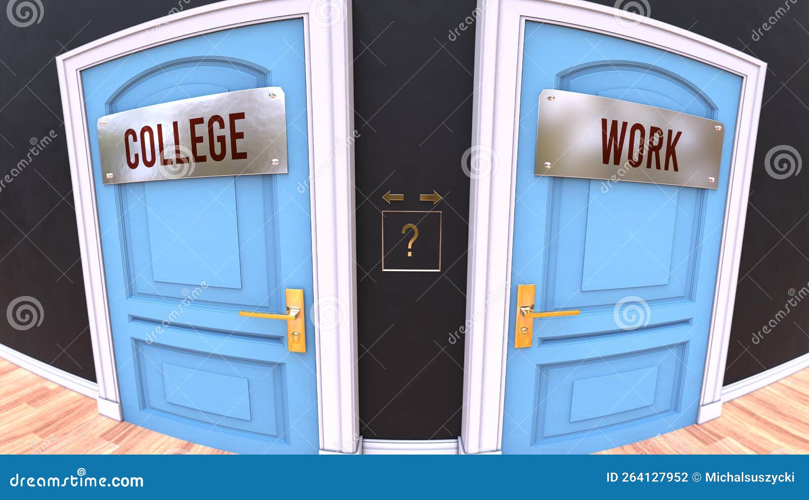 College or Work - Two Options and a Choice Stock Illustration ...