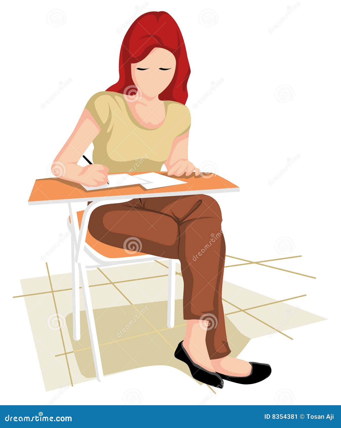 Collegian Girl Writing Stock Illustrations – 1 Collegian Girl Writing ...