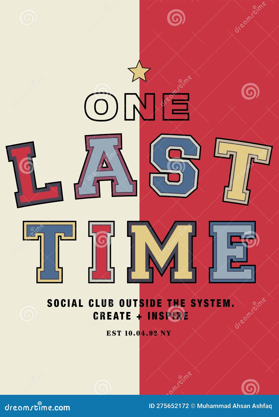 One Last Time Collegiate Varsity Typpgraphy Letterman Graphic Design ...