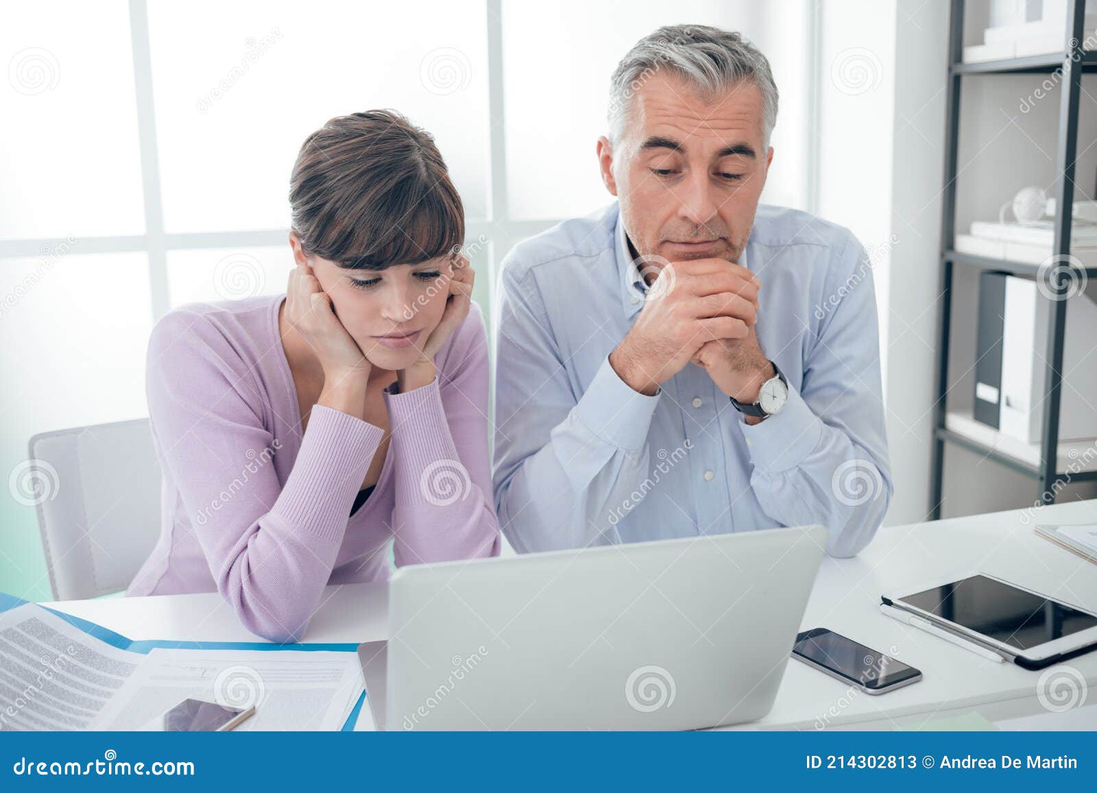 Office Workers Networking with a Laptop Stock Image - Image of office ...