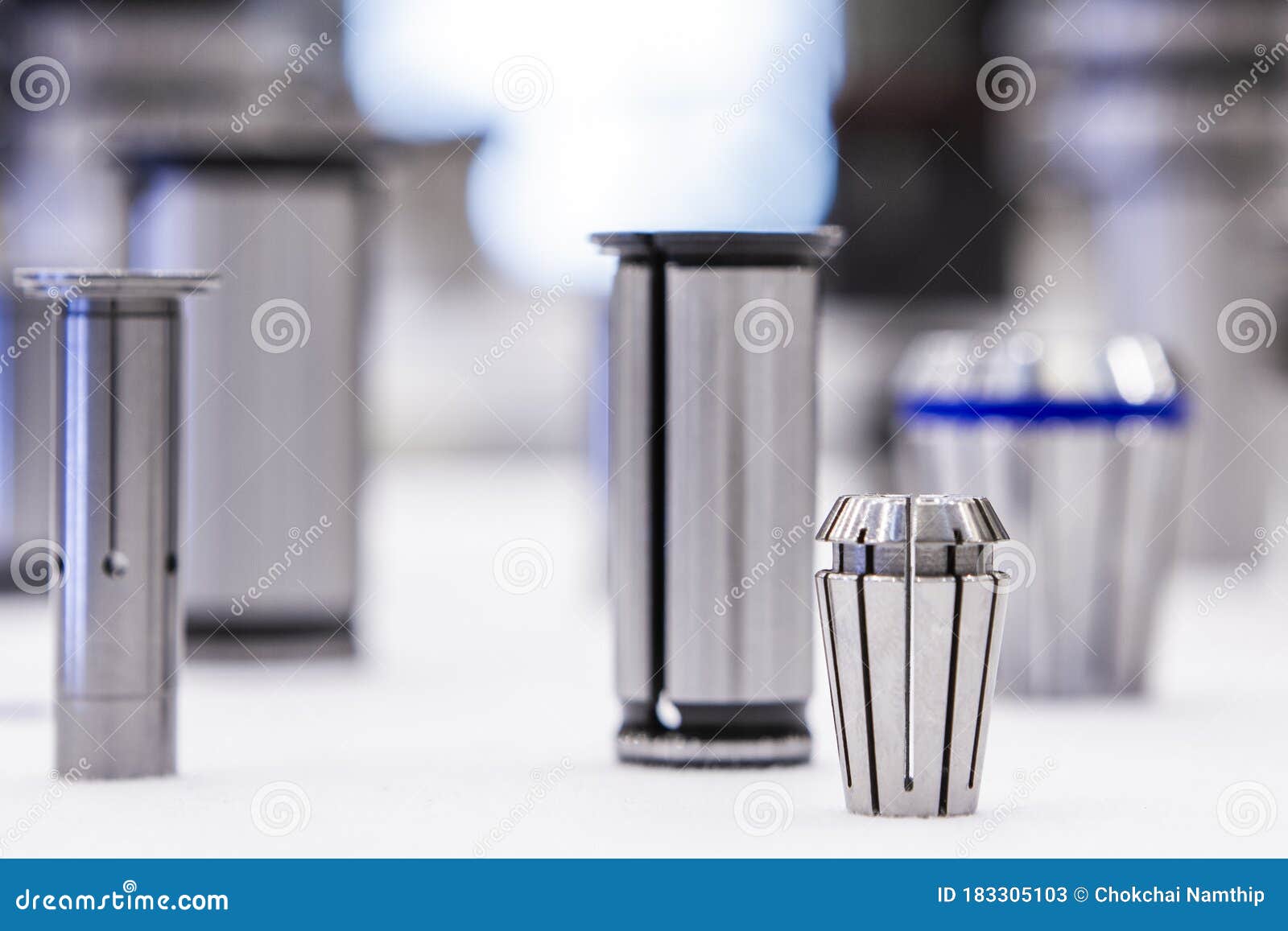 Collet Chuck Tool Collets Set Many Tye ,CNC Machine Stock Image - Image ...