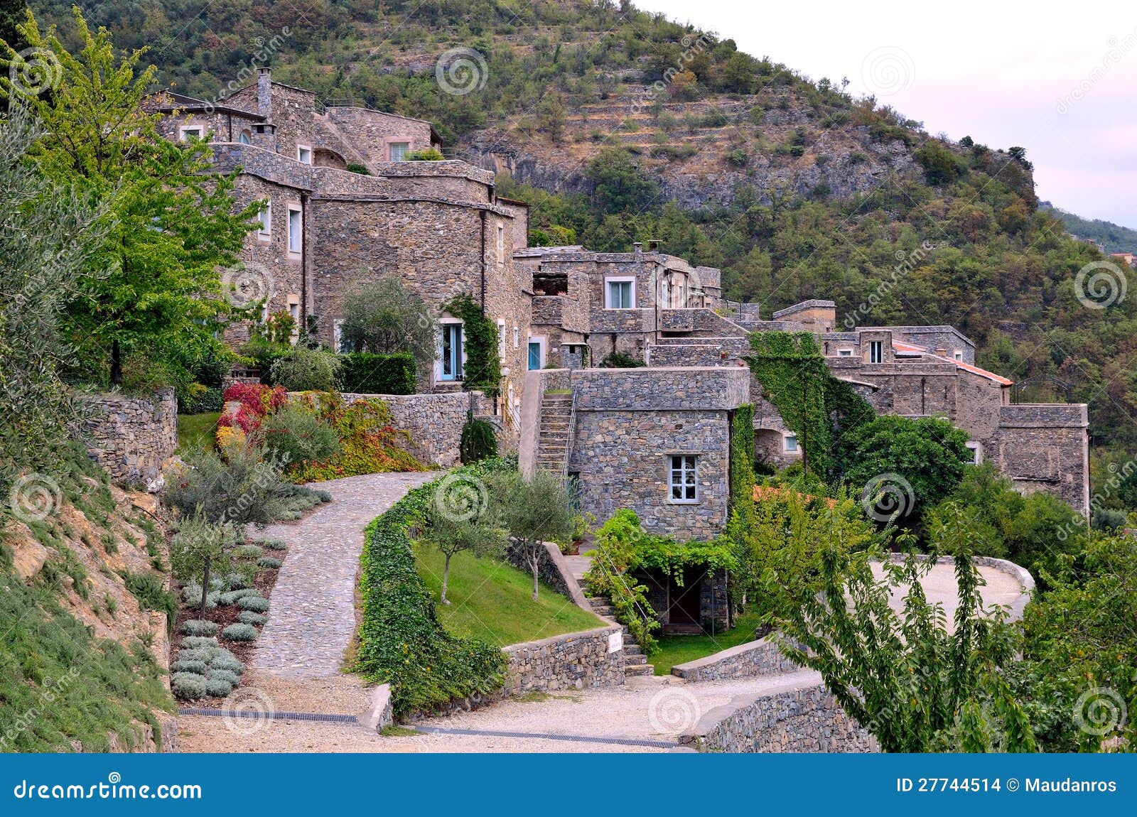 Colletta di Castelbianco stock photo. Image of town, geranium - 27744514