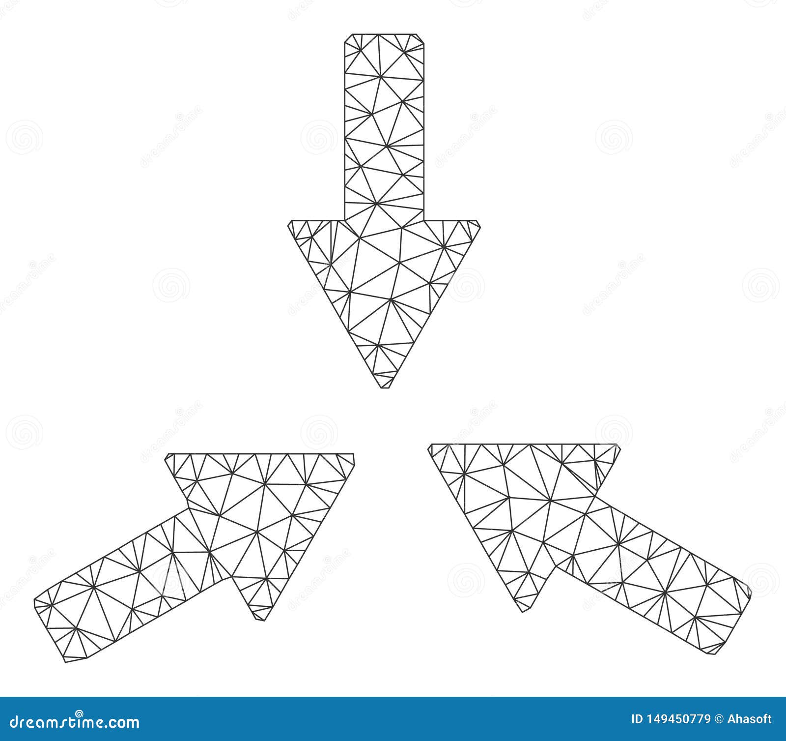 Collide 3 Arrows Polygonal Frame Vector Mesh Illustration Stock Vector ...