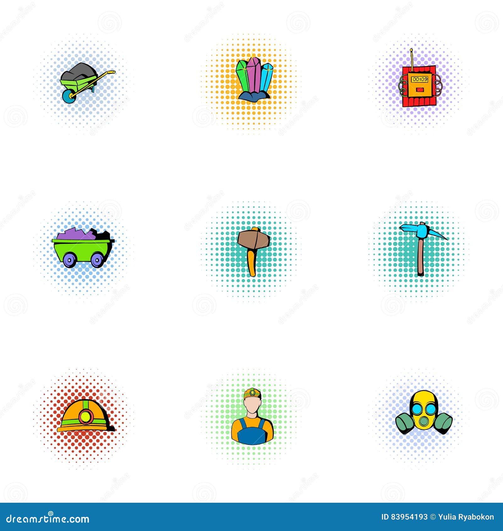 Colliery Icons Set, Pop-art Style Stock Vector - Illustration of ...