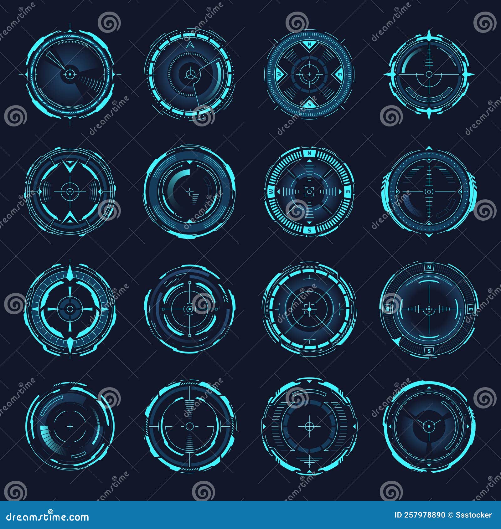 Collimator Sight. War Sci-fi Focus Camera, Hud Aim Control Target ...