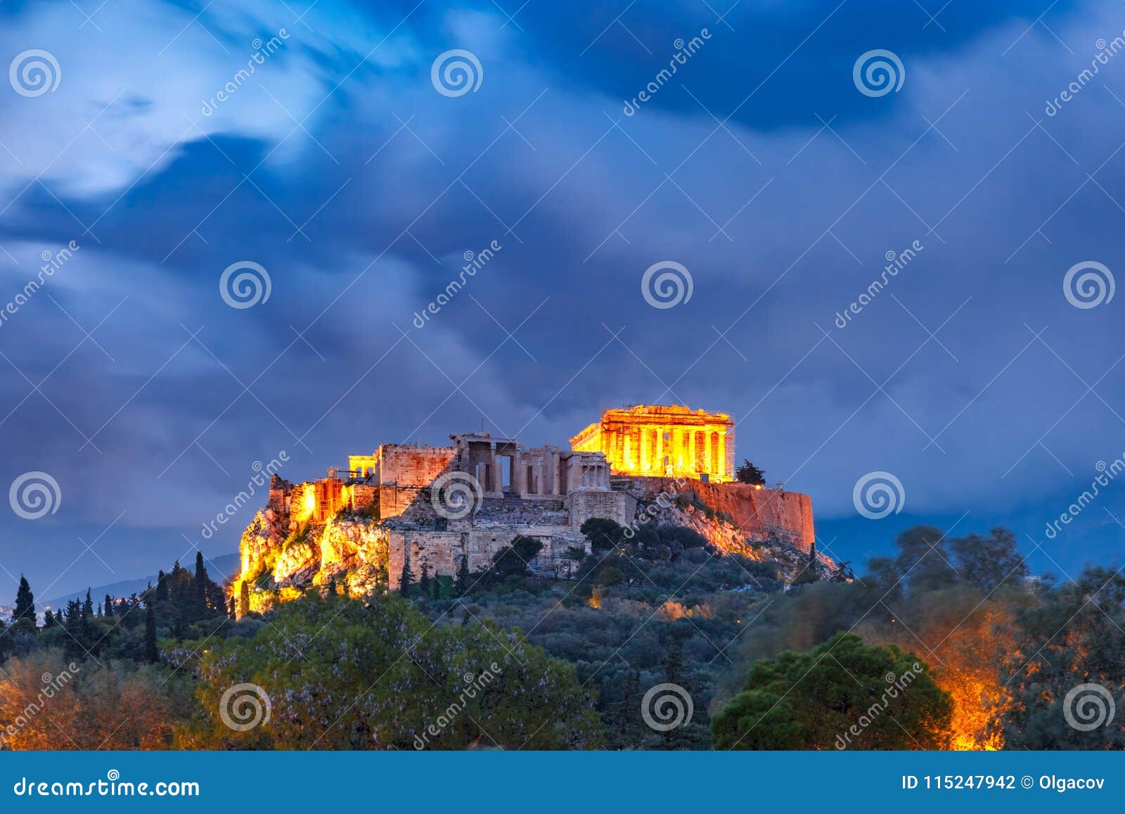 Collina E Partenone Dell'acropoli a Atene, Grecia Fotografia Stock ...