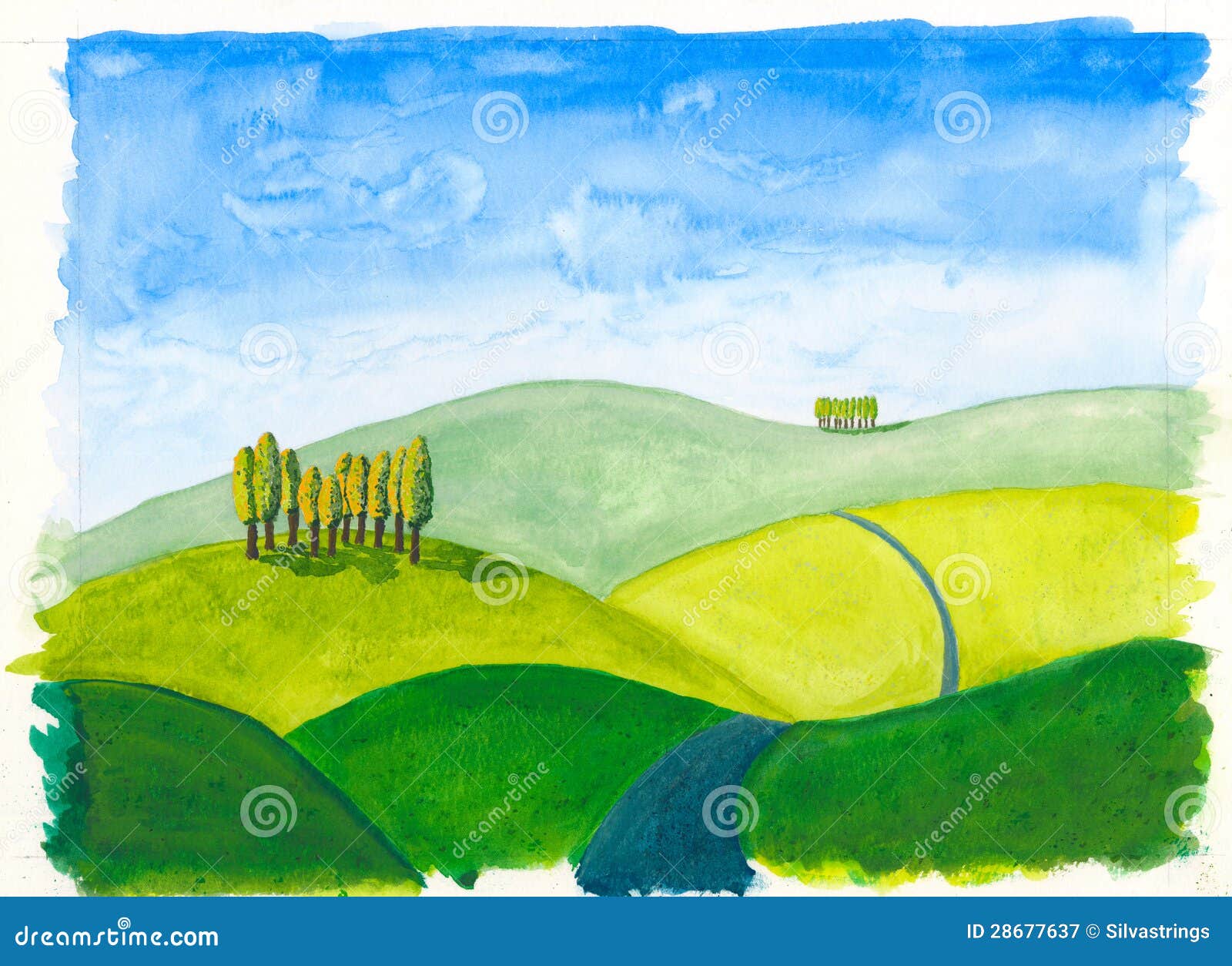 Colline toscane illustrazione di stock. Illustrazione di montagna ...