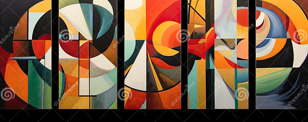 Collision of Abstract Geometric Shapes and Vibrant Colors, Creating a ...