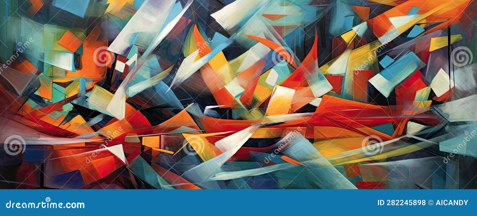 Collision of Abstract Geometric Shapes and Vibrant Colors, Creating a ...
