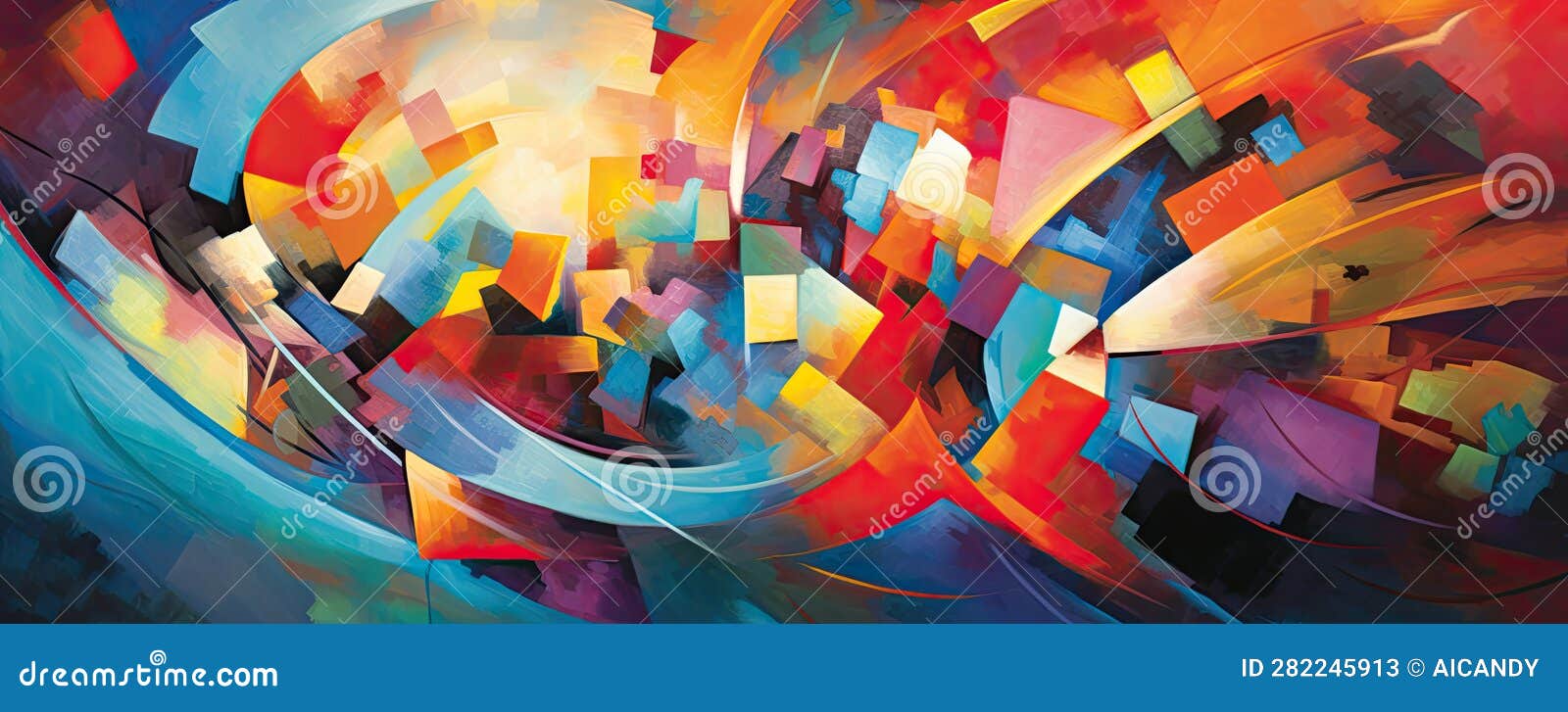 Collision of Abstract Geometric Shapes and Vibrant Colors, Creating a ...