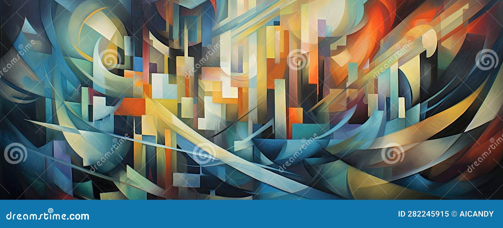 Collision of Abstract Geometric Shapes and Vibrant Colors, Creating a ...