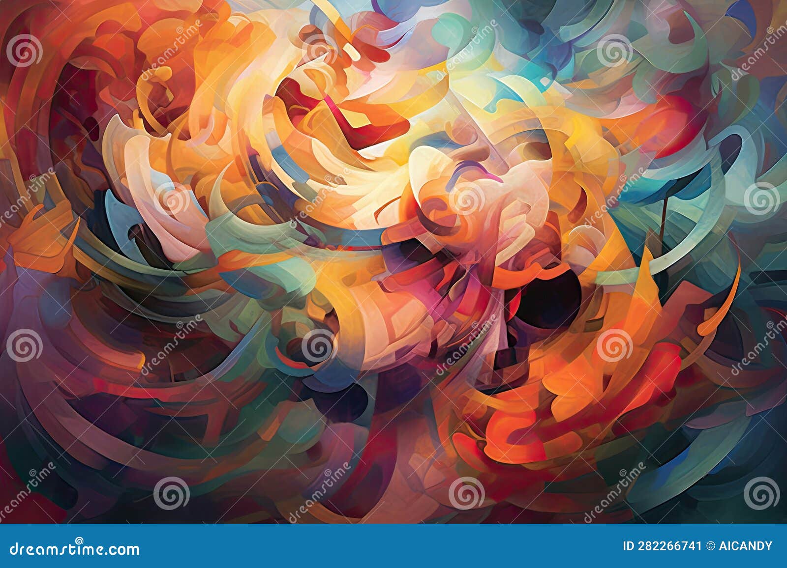 Collision of Abstract Shapes and Vivid Colors, Creating a Visually ...