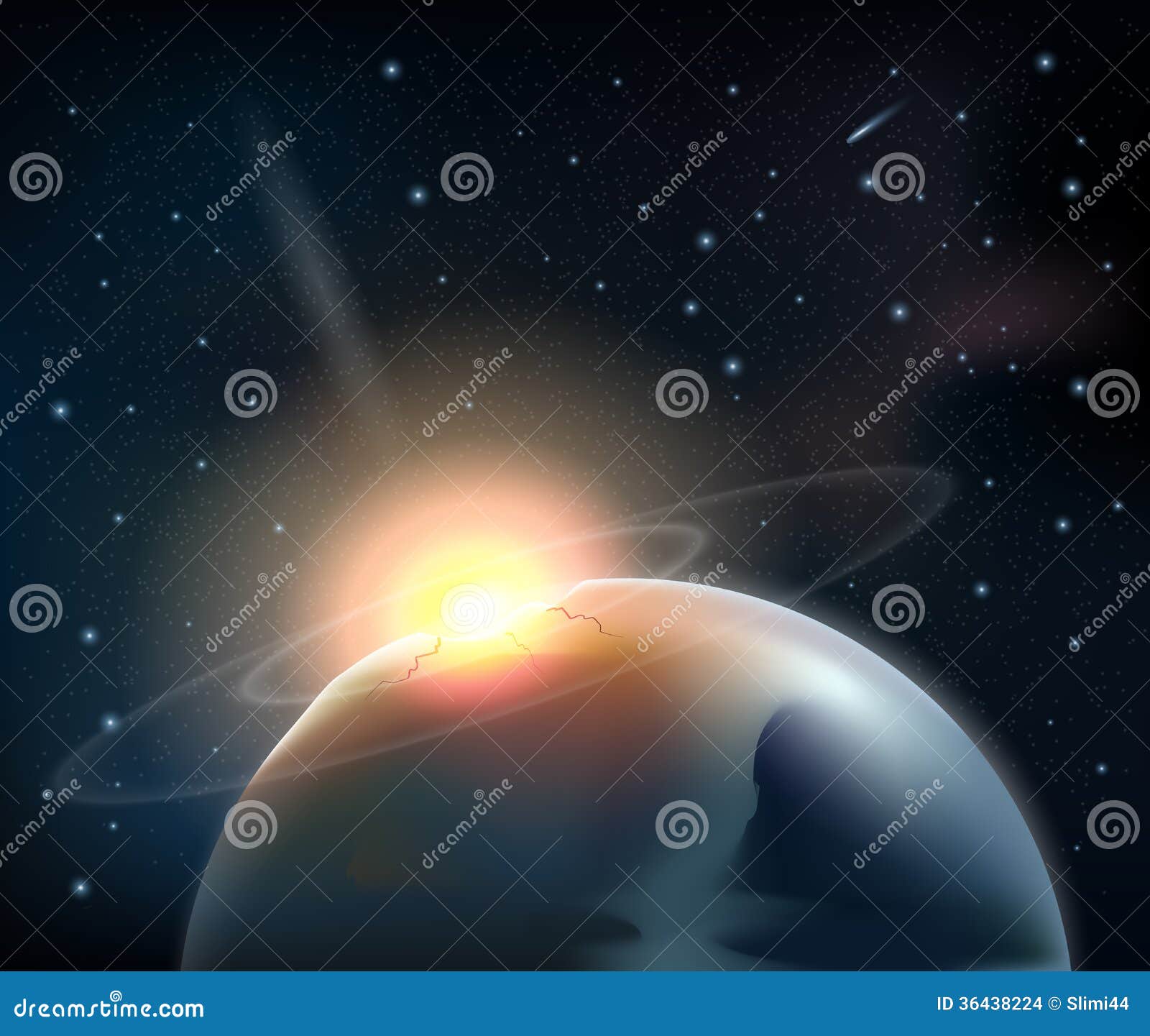 Collision of an Asteroid with Planet Stock Vector - Illustration of ...