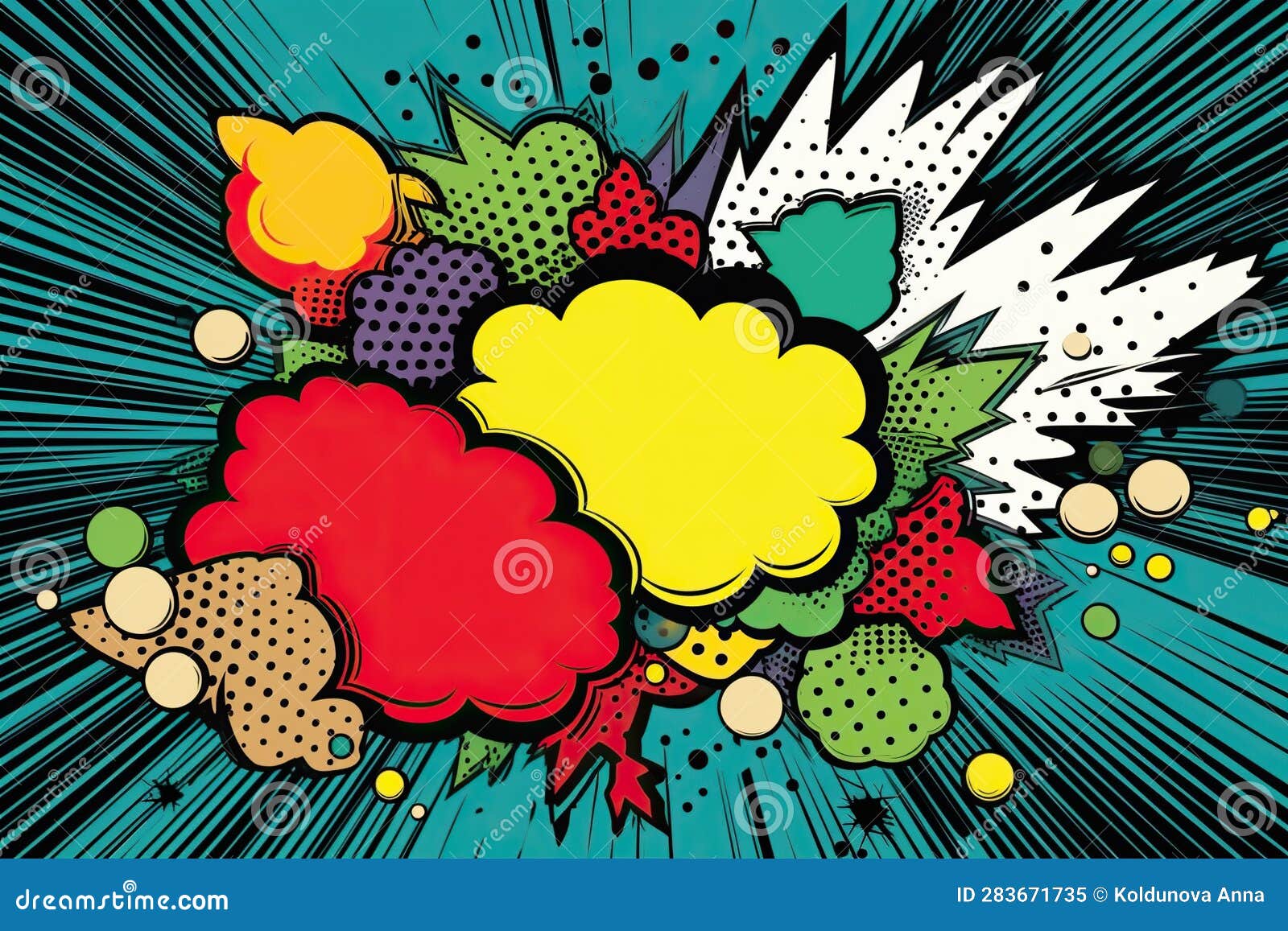 Collision Bubble Speech Explosion in Pop Art Style, Concept of Energy ...
