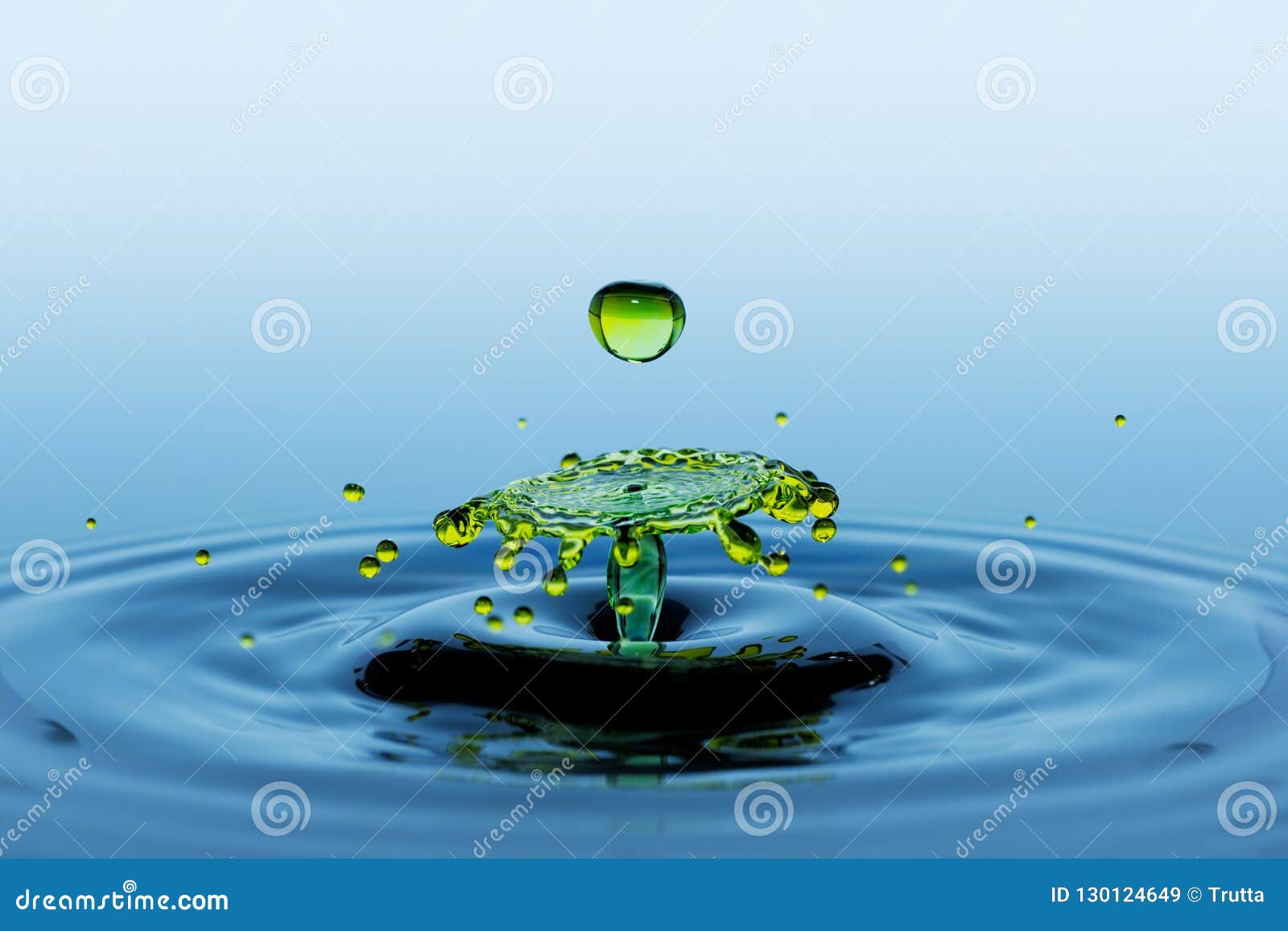 Collision Effect of Two Green Falling Water Drops - Splatter Stock ...