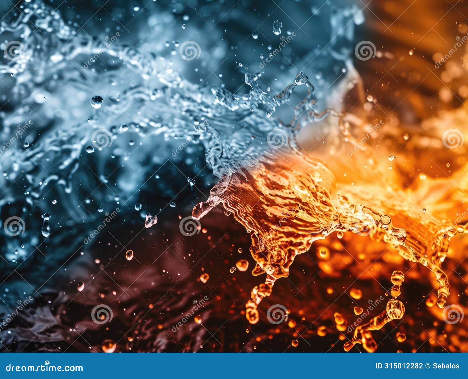 Collision of Elements: a Dance of Water and Fire Stock Illustration ...