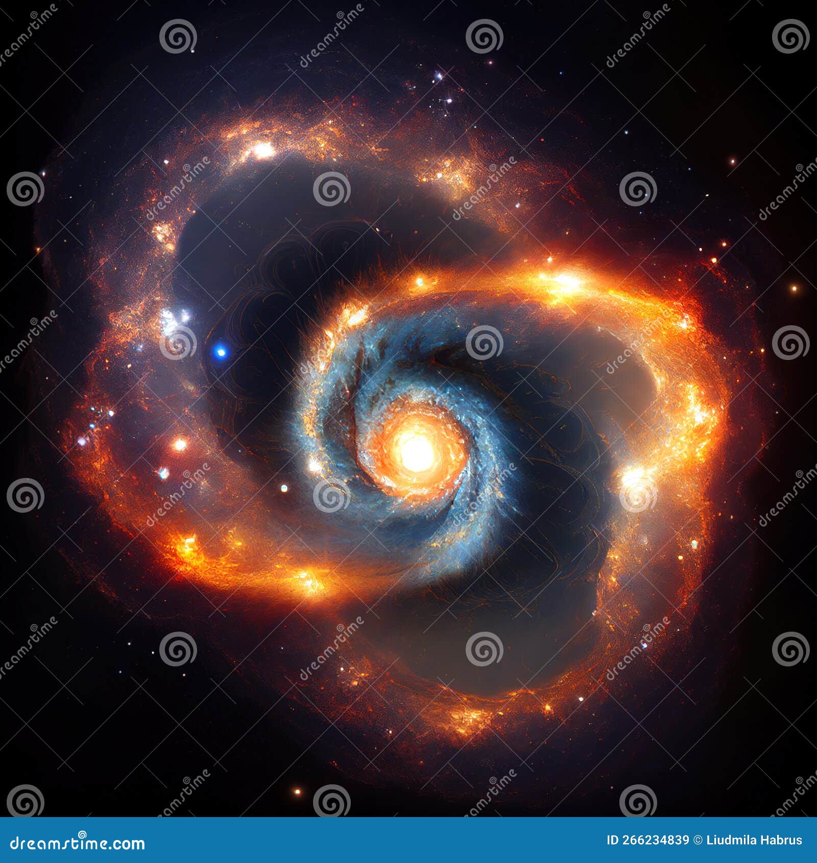 Collision of Galaxies. 3D Rendering Stock Illustration - Illustration ...