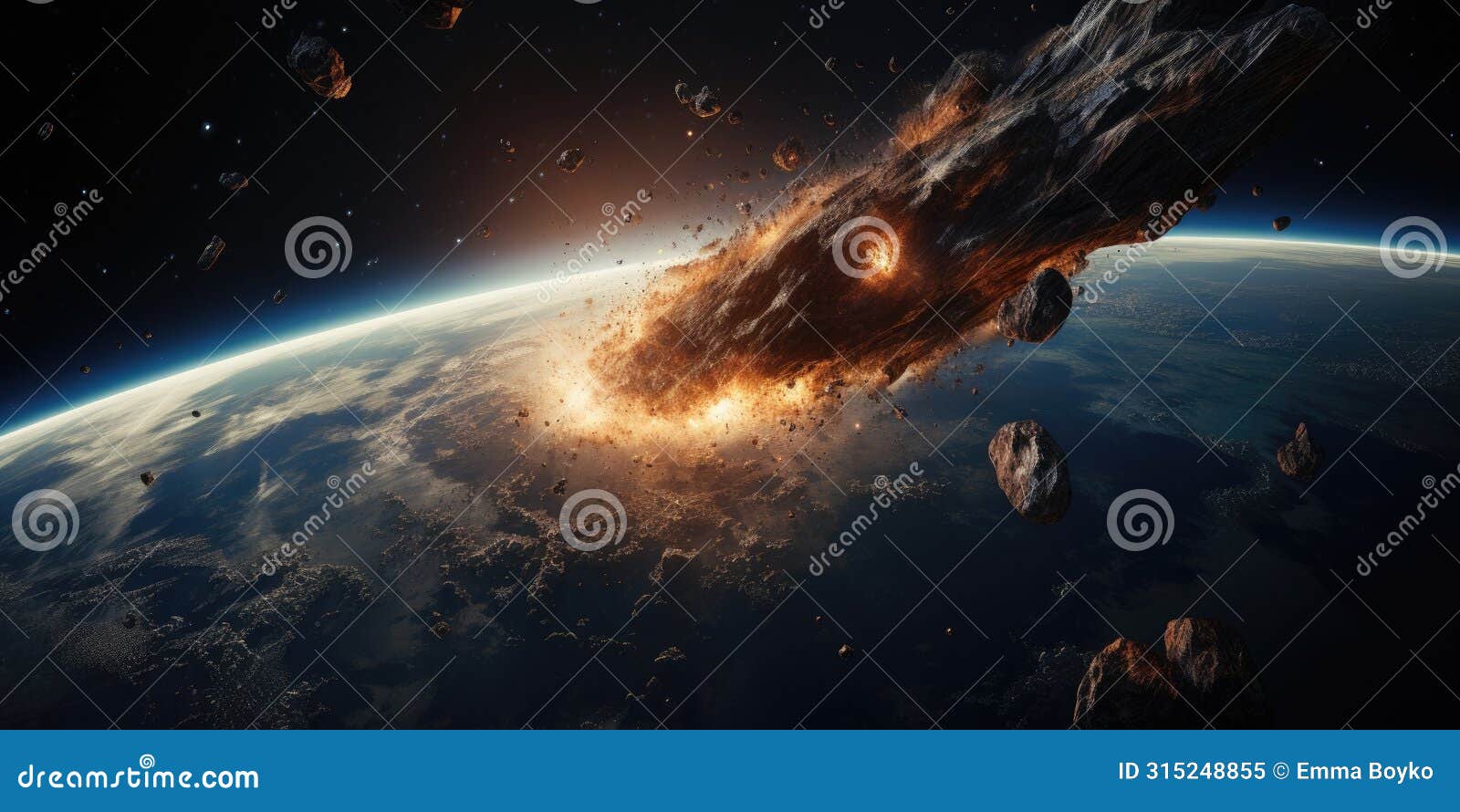Collision of a Meteorite with the Earth. an Asteroid Collided with a ...