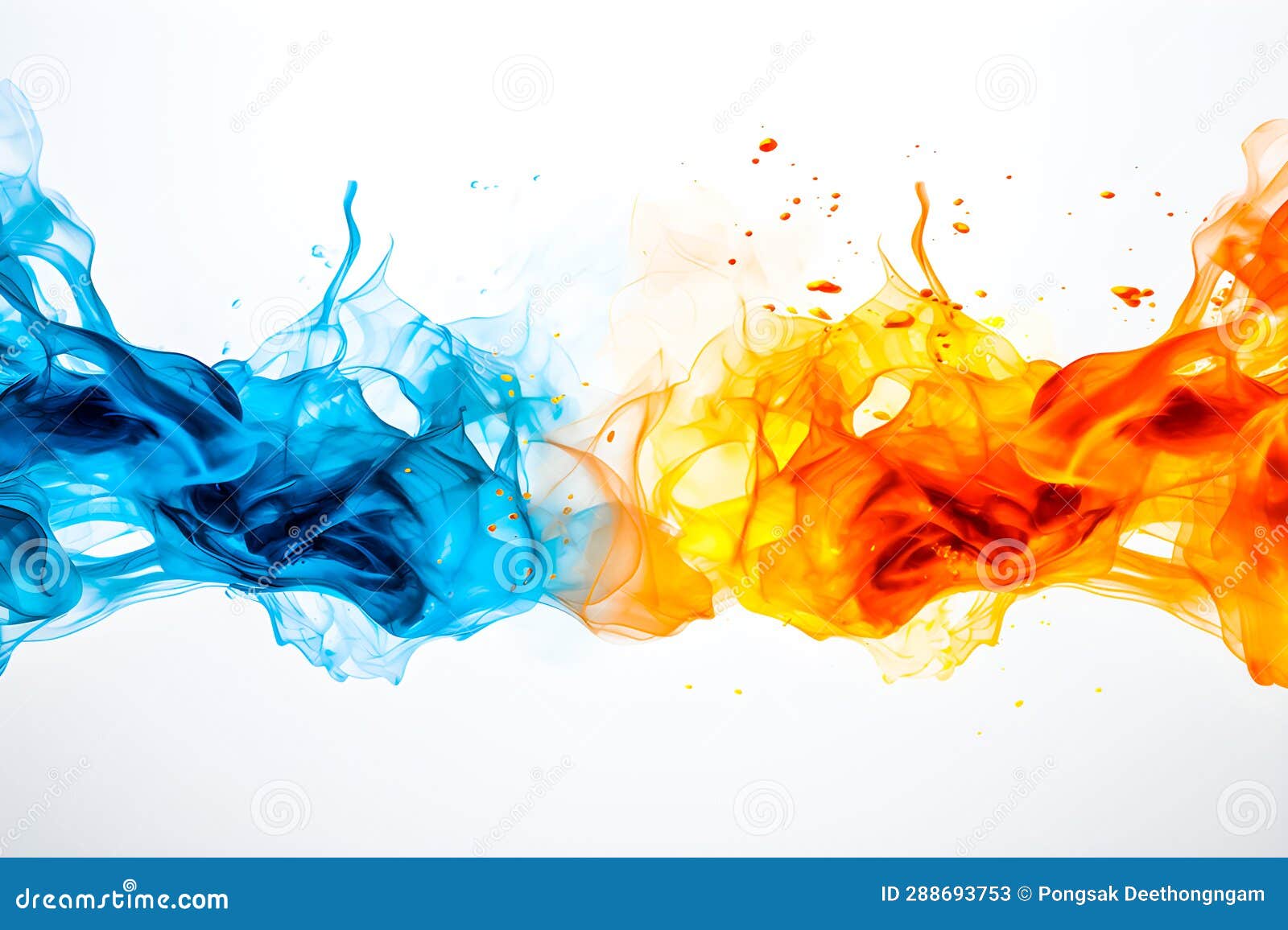 Collision between Orange Flame and Blue Flame Stock Illustration ...