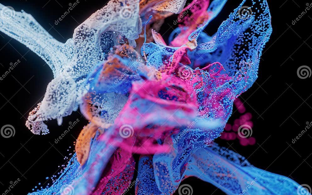 Collision of Particles, Decorative Particles, 3d Rendering Stock ...