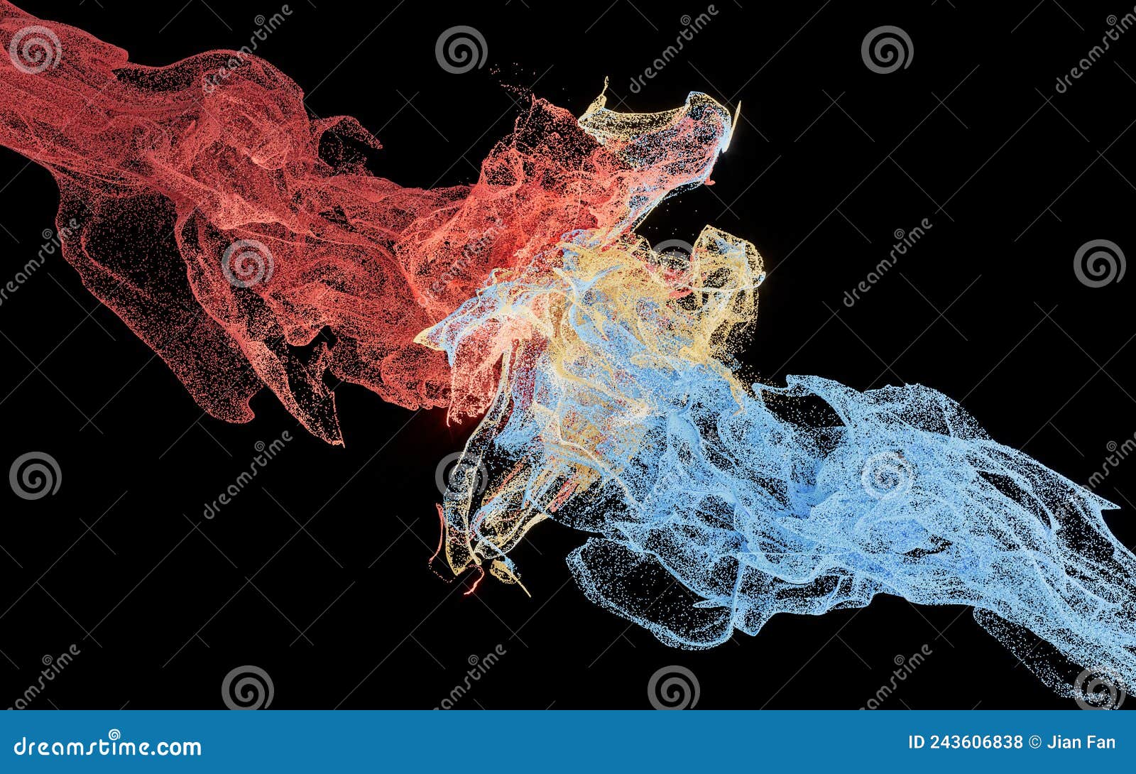 Collision of Particles, Decorative Particles, 3d Rendering Stock ...