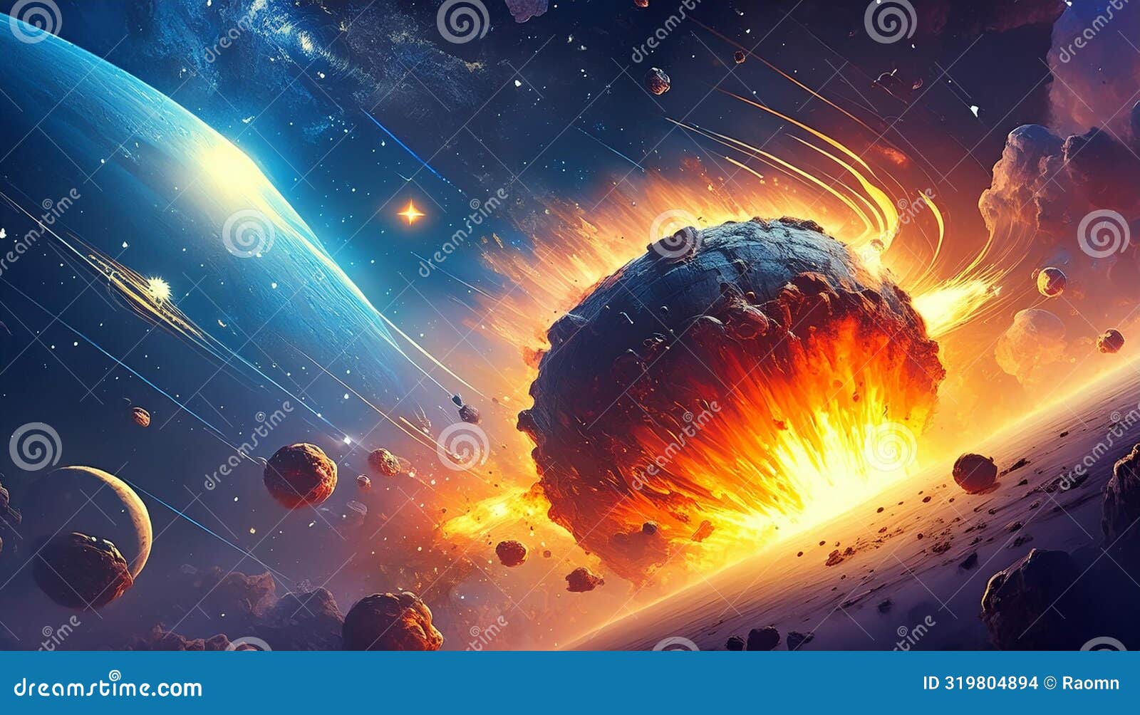 Collision Planets in Space Abstract Illustration, AI Generated Stock ...