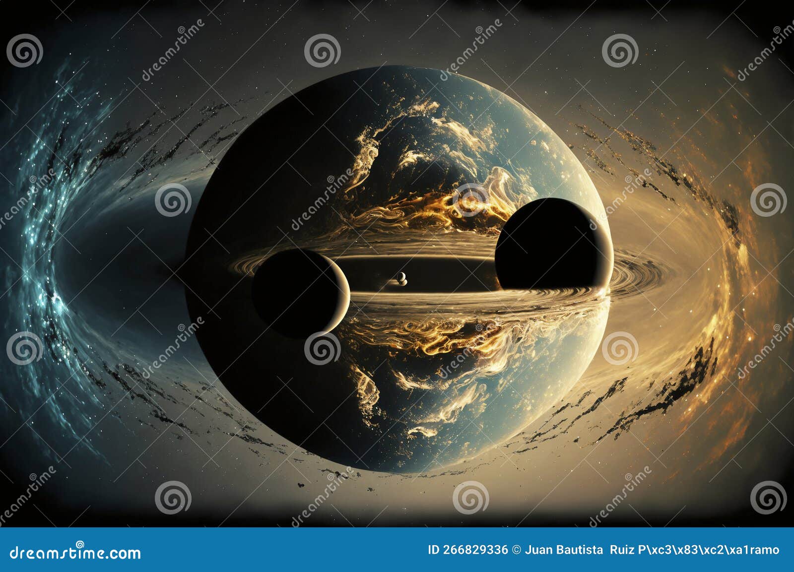 Collision of Planets in Space. Explosion and Flash. Created with ...