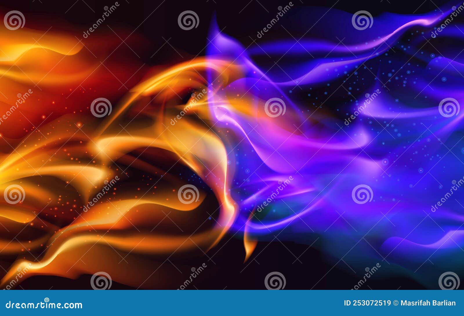 Collision of Red Fire and Blue Fire on a Dark Background, Versus Banner ...