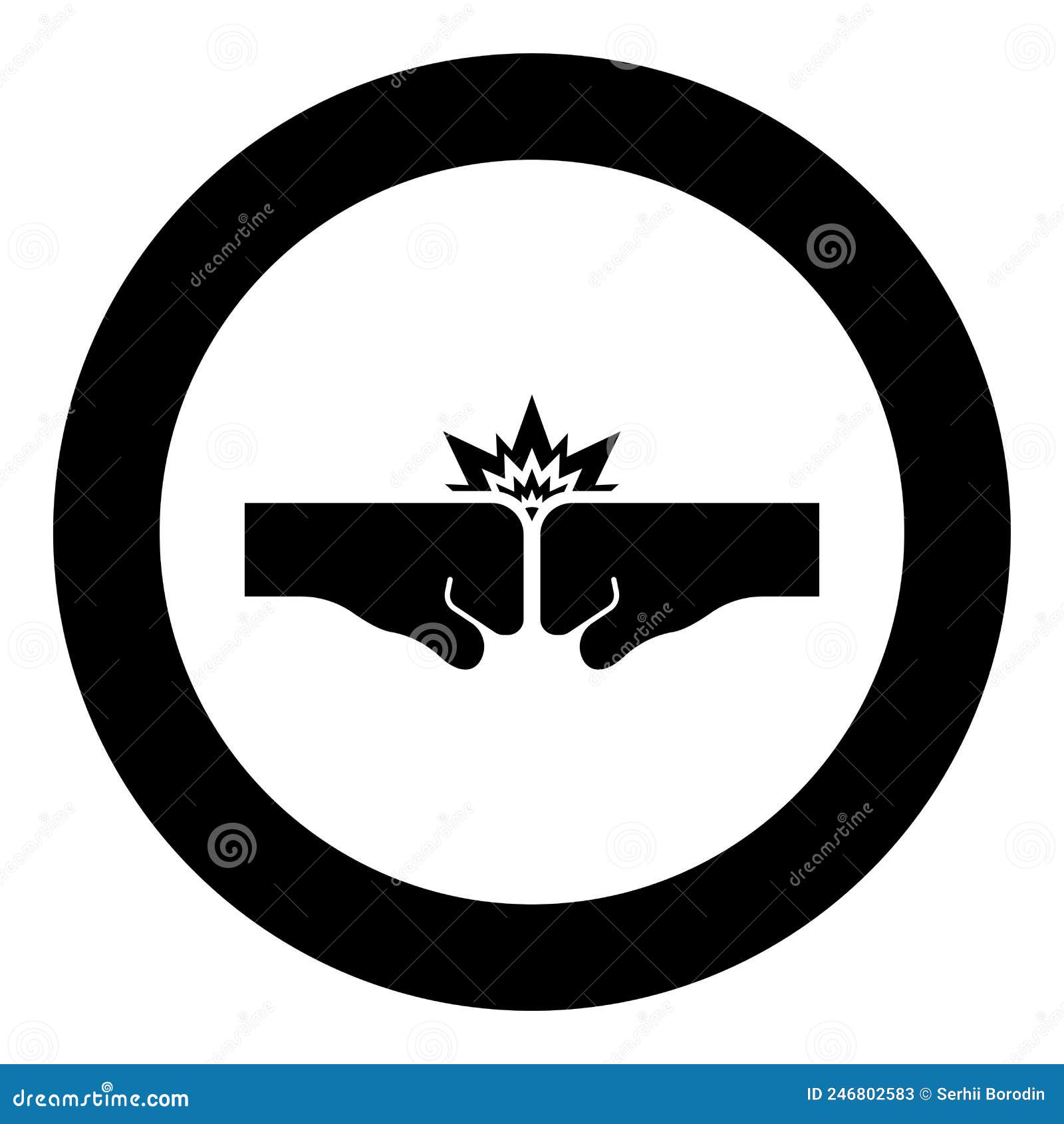 Collision of Two Fist Icon in Circle Round Black Color Vector ...