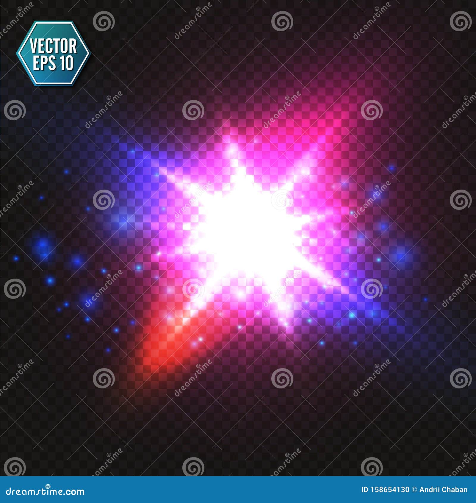 Collision of Two Forces with Red and Blue Light. Vector Illustration ...