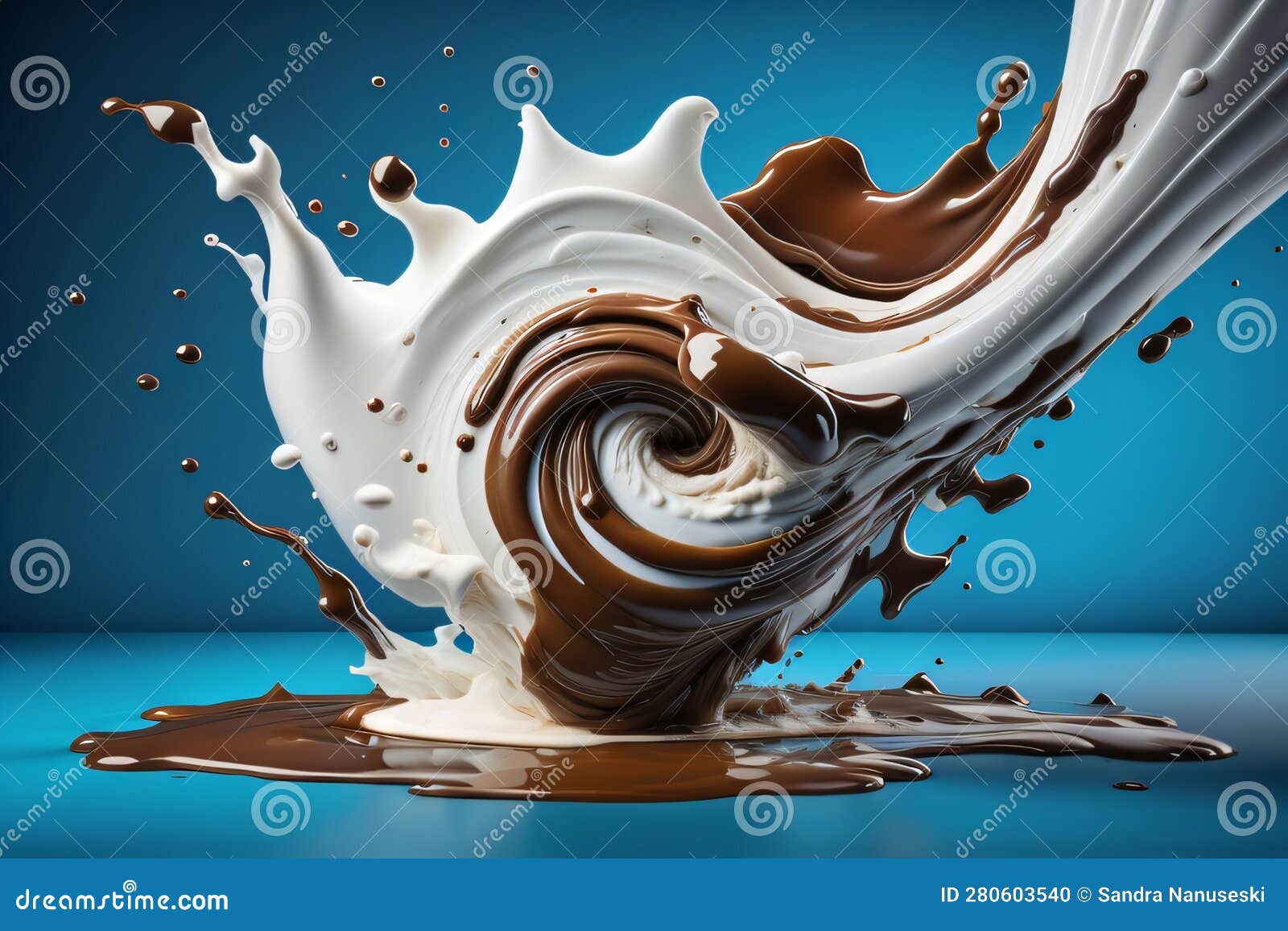 The Collision of Two Liquids. Brown and White Liguid Combine Stock ...