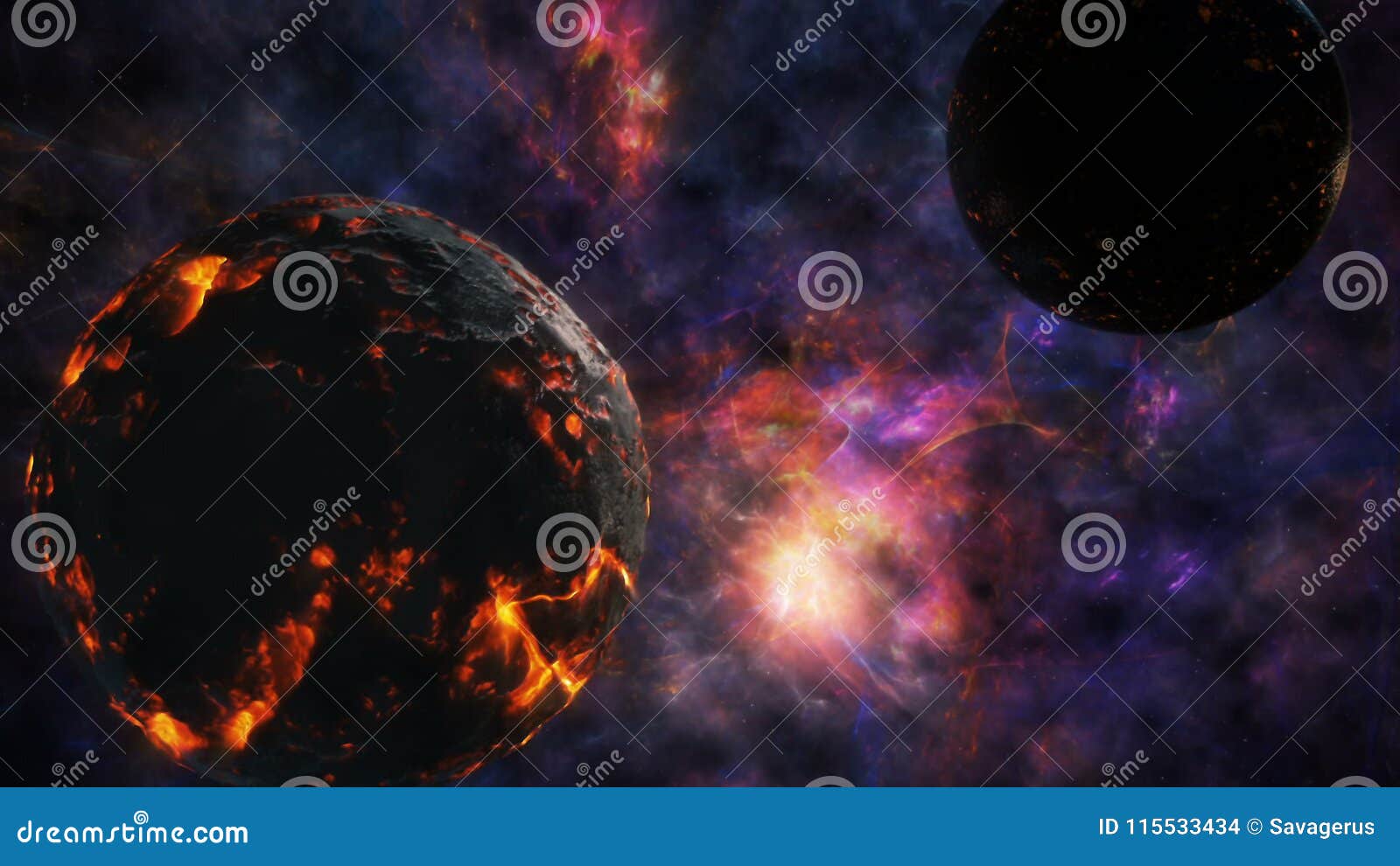The Collision of Two Planets on the Backdrop of the Universe Stock ...